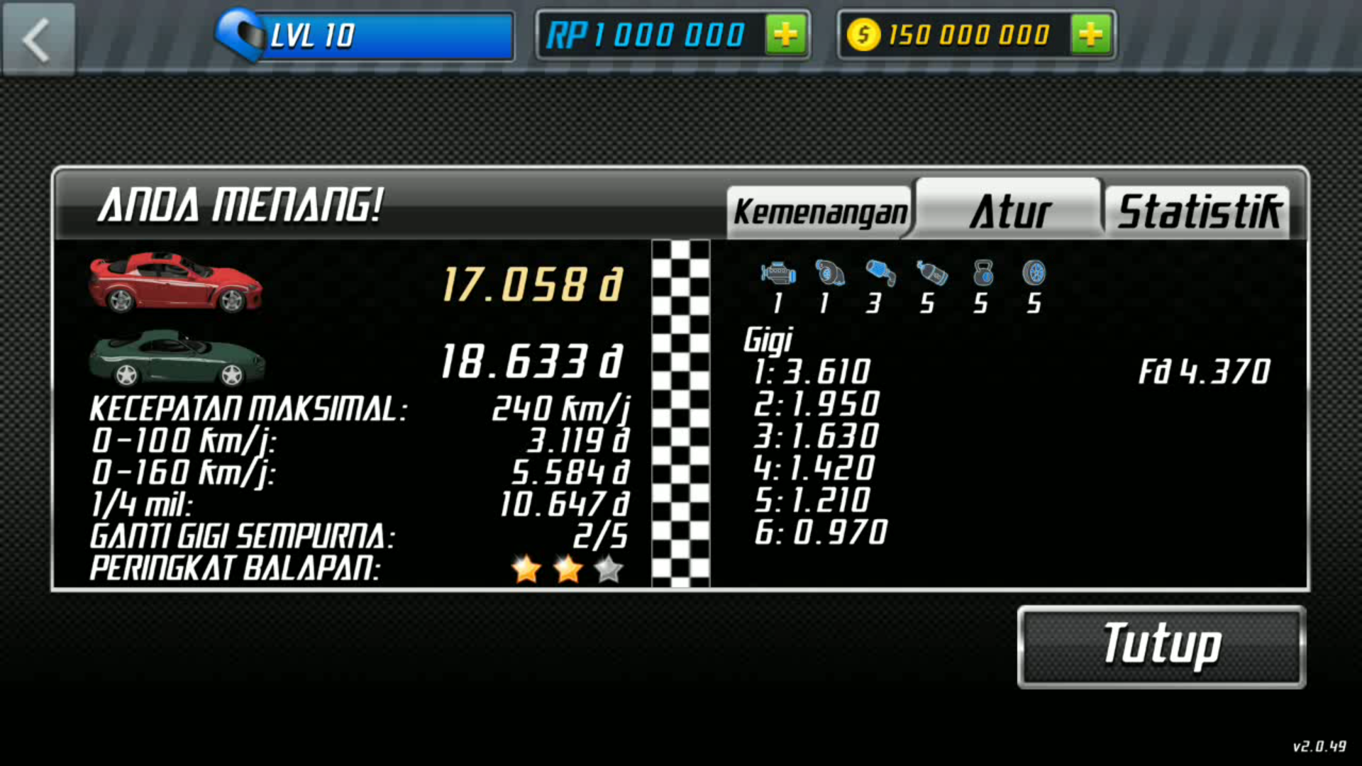 Drag Racing Tune Car V.1.5: Drag Racing:Level 1-10 Cars Rank A(Best) V.2.0
