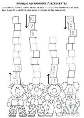 GRADO JARDÍN: NÚMEROS ASCENDENTES Y DESCENDENTES- ANTERIOR Y PORTERIOR