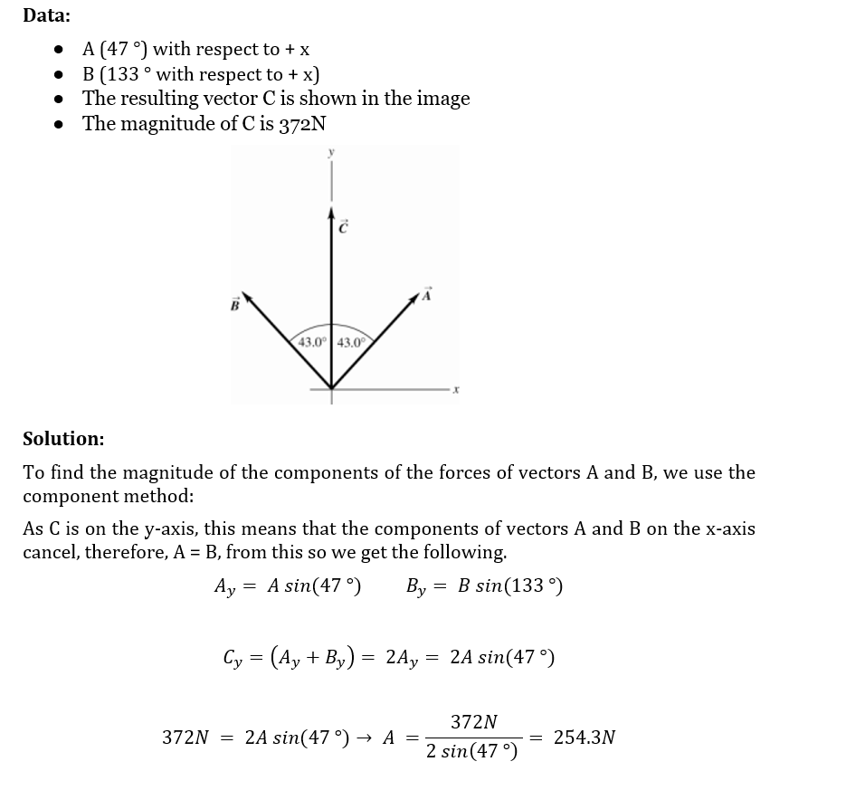 46. Two ropes in a vertical plane exert equal magnitude forces on a ...