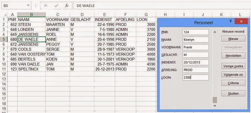 Tips voor Excel: Formulier