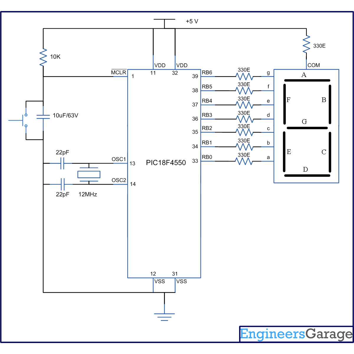 Seven-segment display PIC18f4550