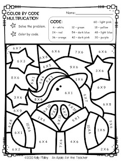 An Apple For The Teacher: Unicorn Color By Number