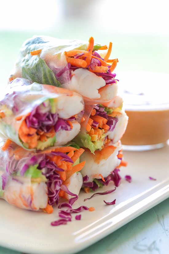 Shrimp Summer Rolls with Peanut Hoisin Dipping Sauce | Skinnytaste ...