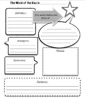 Vocabulary Vixens: Free Fridays! Vocabulary Word of the Day Sheet