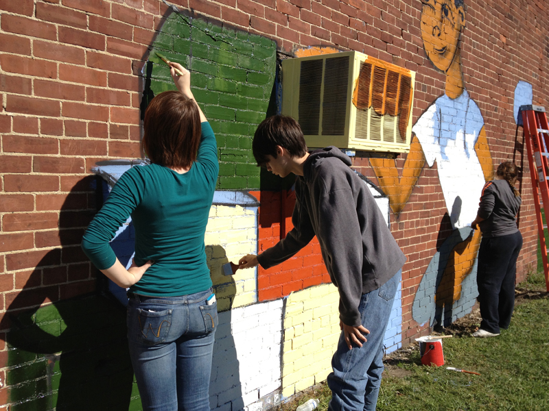 letter blocks say what?: progress on the mural in walton