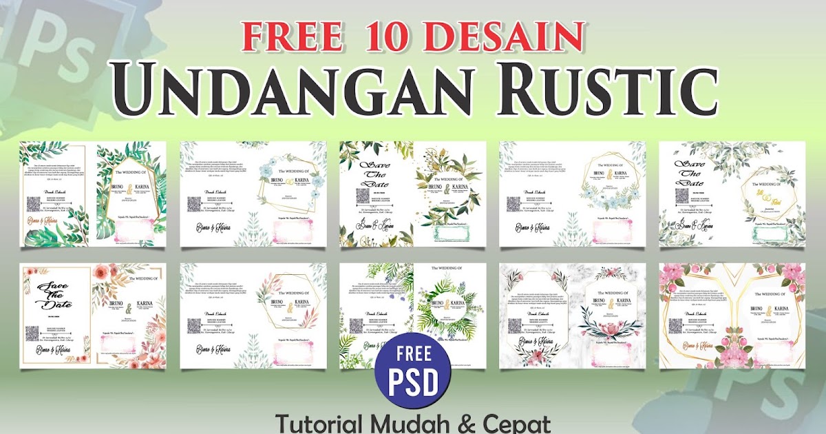 Free 10 Desain Undangan Pernikahan Rustic Photoshop (Free PSD ...