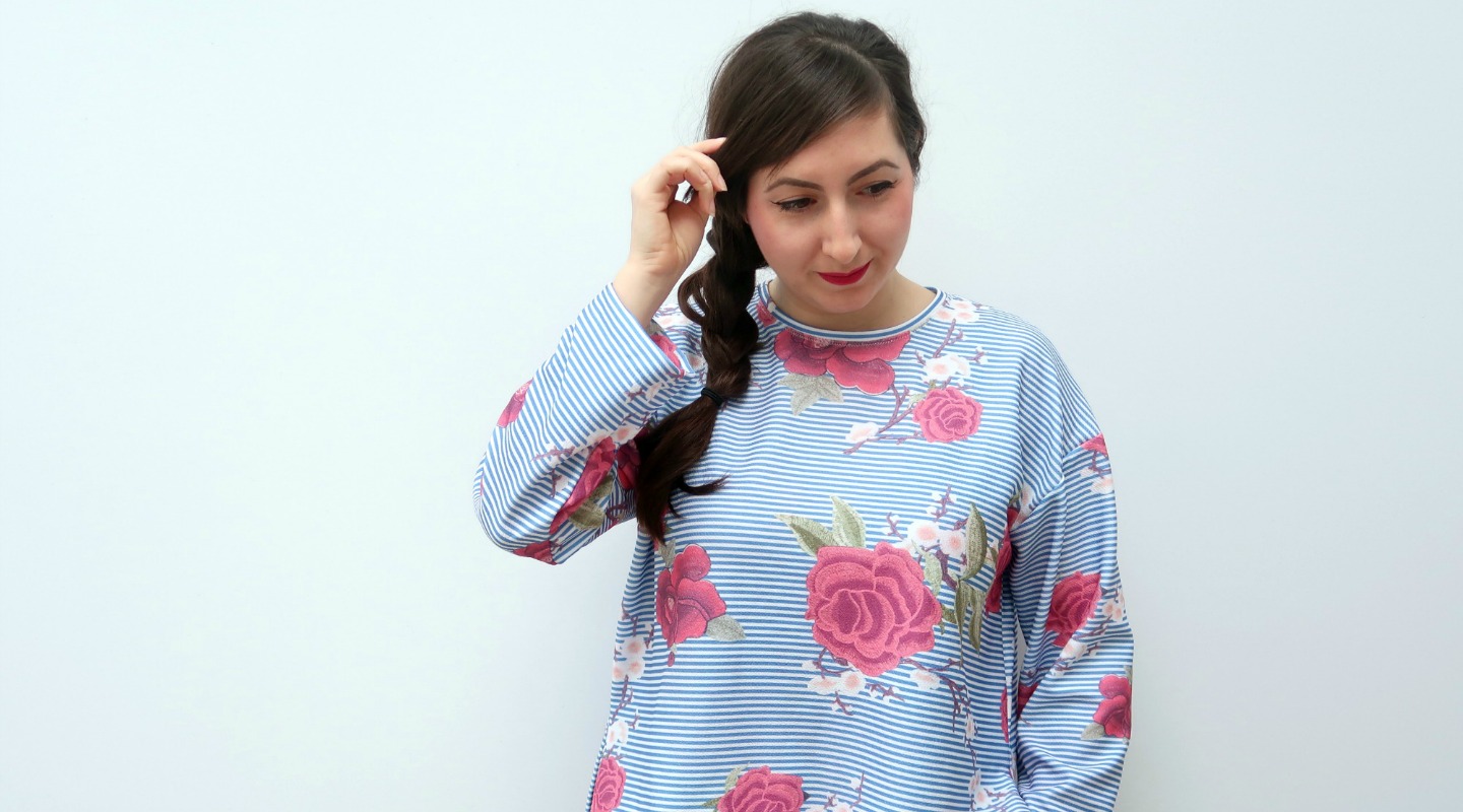 Stripy floral Nora top - A Stitching Odyssey