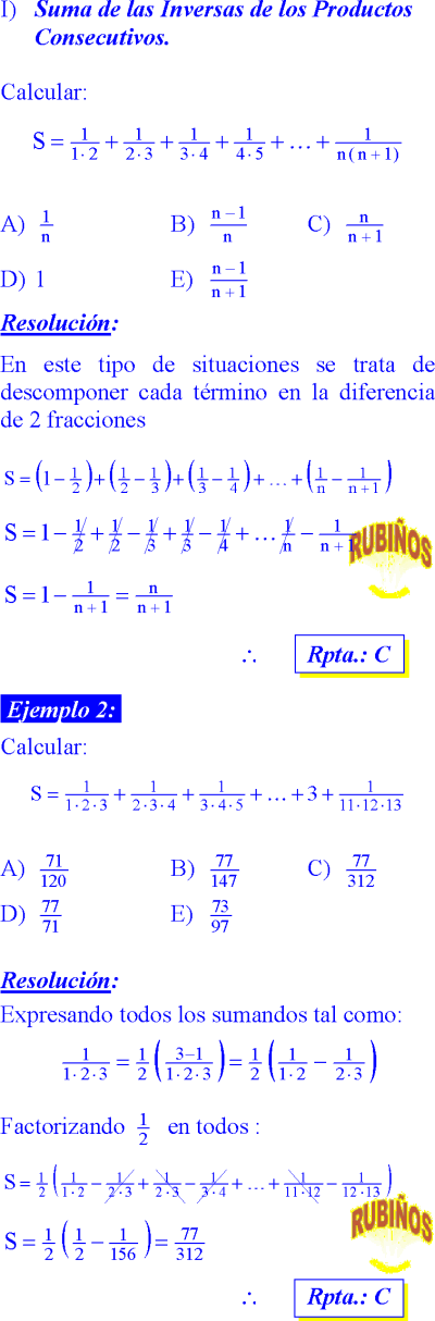 SUMATORIAS EJERCICIOS RESUELTOS