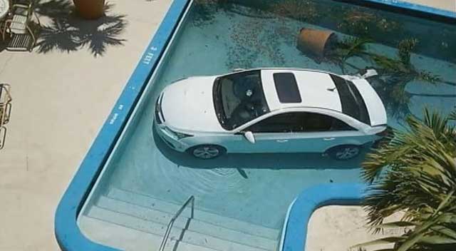 Nothing To Do With Arbroath: CCTV captures car crashing into swimming pool