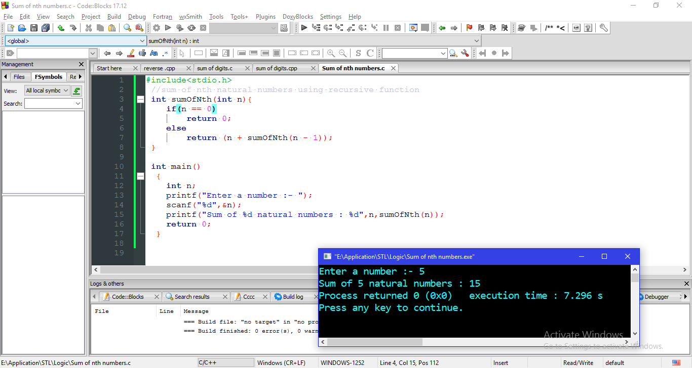 Program In C And C To Find Sum Of Nth Numbers Using Recursive Function