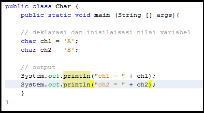 Materi Java Pemula : Char pada Java ~ Materi Java Pemula
