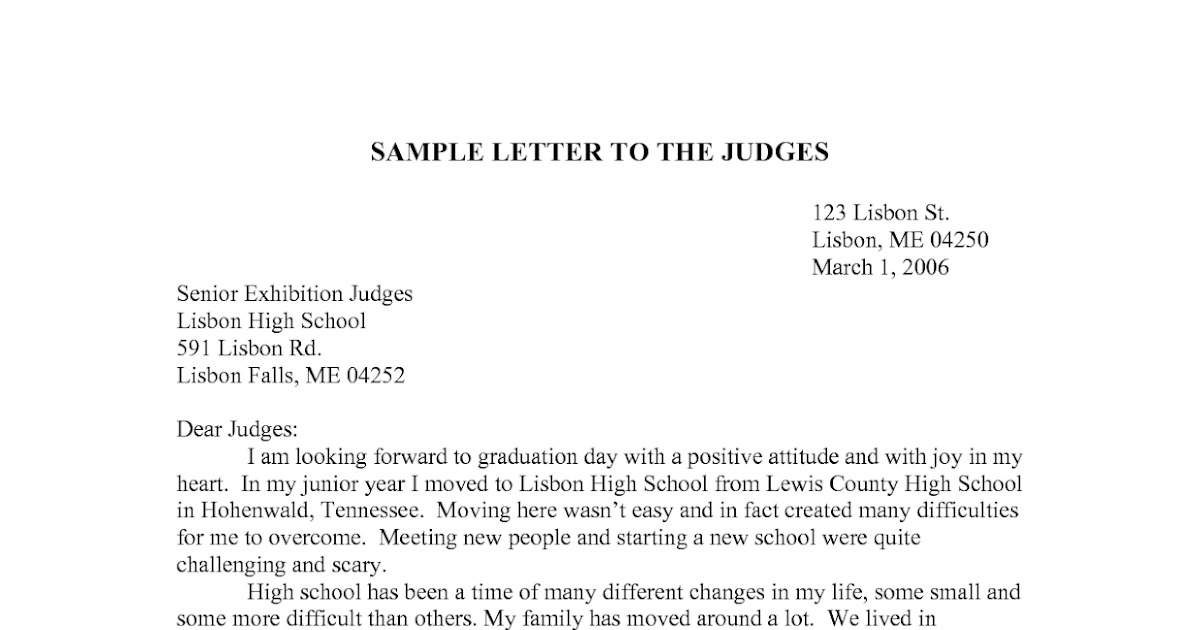 How To Write A Character Letter To A Judge ~ Thankyou Letter