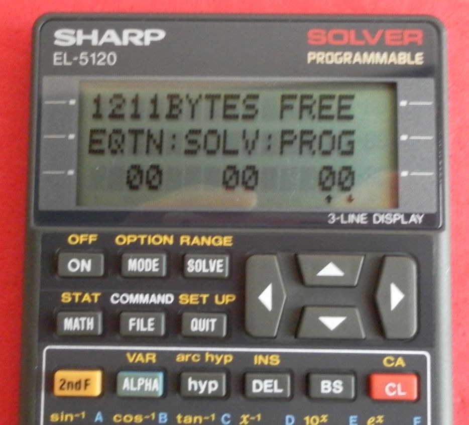 SHARP EL-5120 Programmable Scientific Calculator: SOLVER machine with ENTER key?