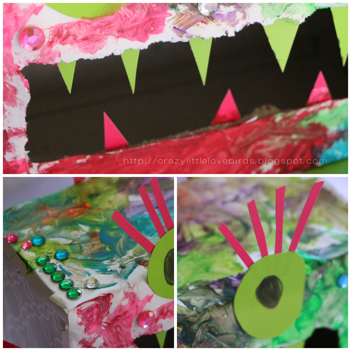 Little colorful box monster. A craft for little hands