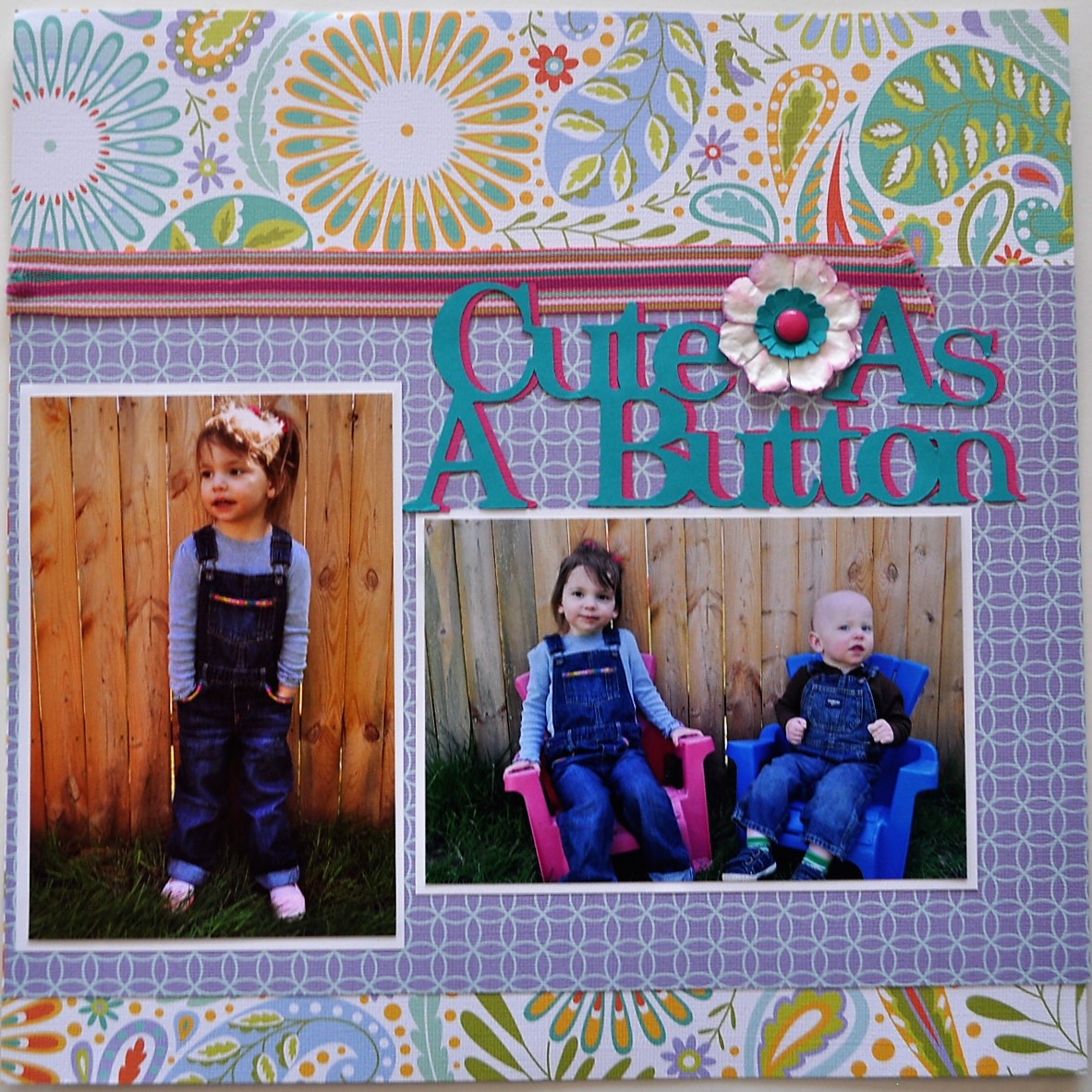Random Memories: Two Page Scrapbook Layout - "Cute as a Button"