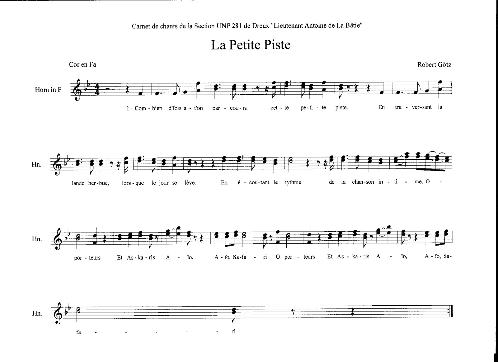 Chants des Paras de France en Paroles et en... Partitions: Cor en Fa