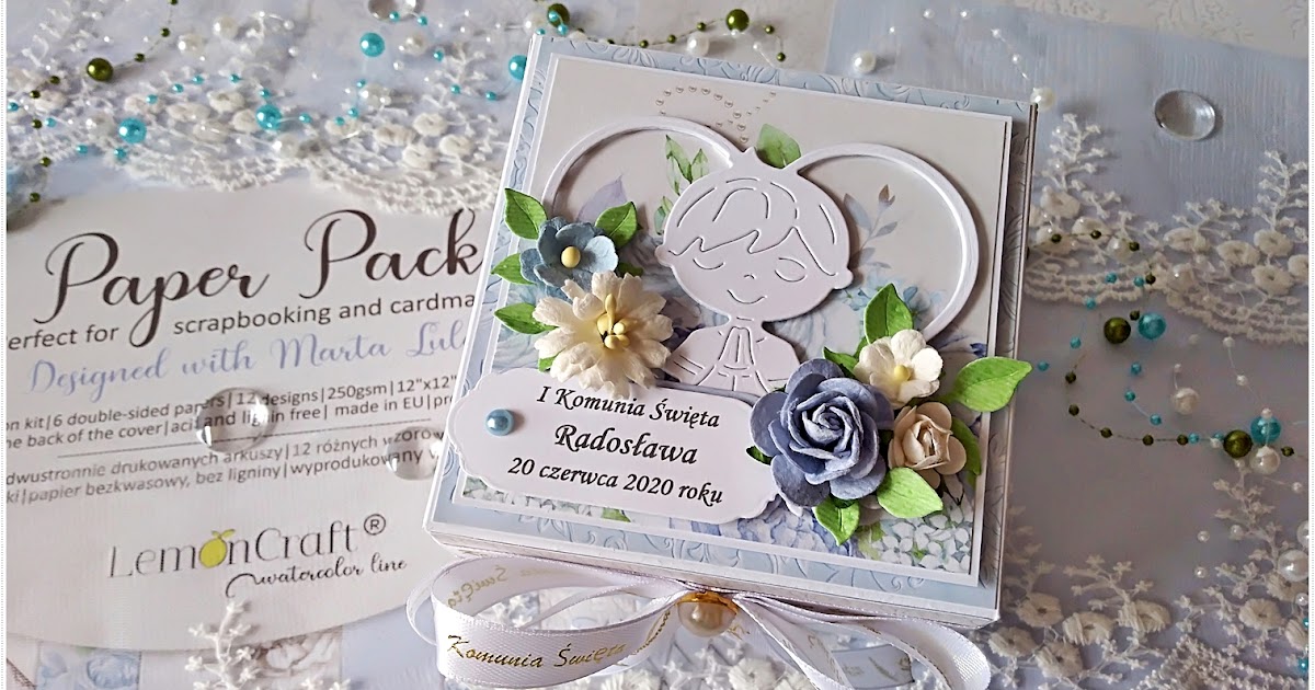 Pamiątka Pierwszej Komunii Świętej - exploding box dla chłopca | Lemoncraft