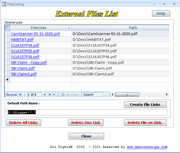 External Files List in Hyperlinks ~ LEARN MS-ACCESS TIPS AND TRICKS