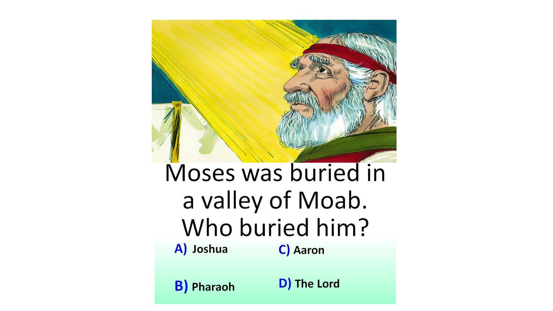 Moses died at age 120 and was buried in a valley of Moab. Who buried ...