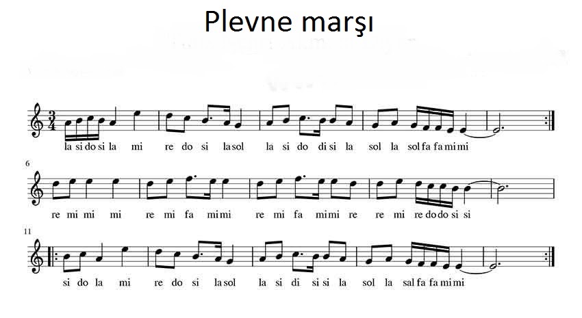 Plevne marşı gitar,melodika,flüt notaları