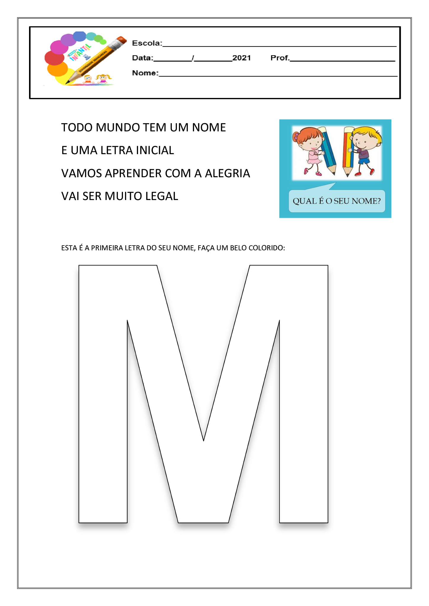 Educação Infantil: LETRA INICIAL - A proposta é montar para cada ...