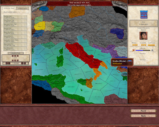 The Best Games Ever: Scenario Screen | Europa Universalis: Rome