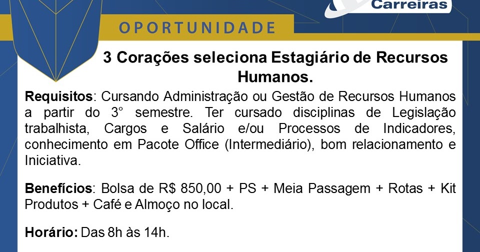 Fanor Carreiras: ESTAGIÁRIO DE RECURSOS HUMANOS