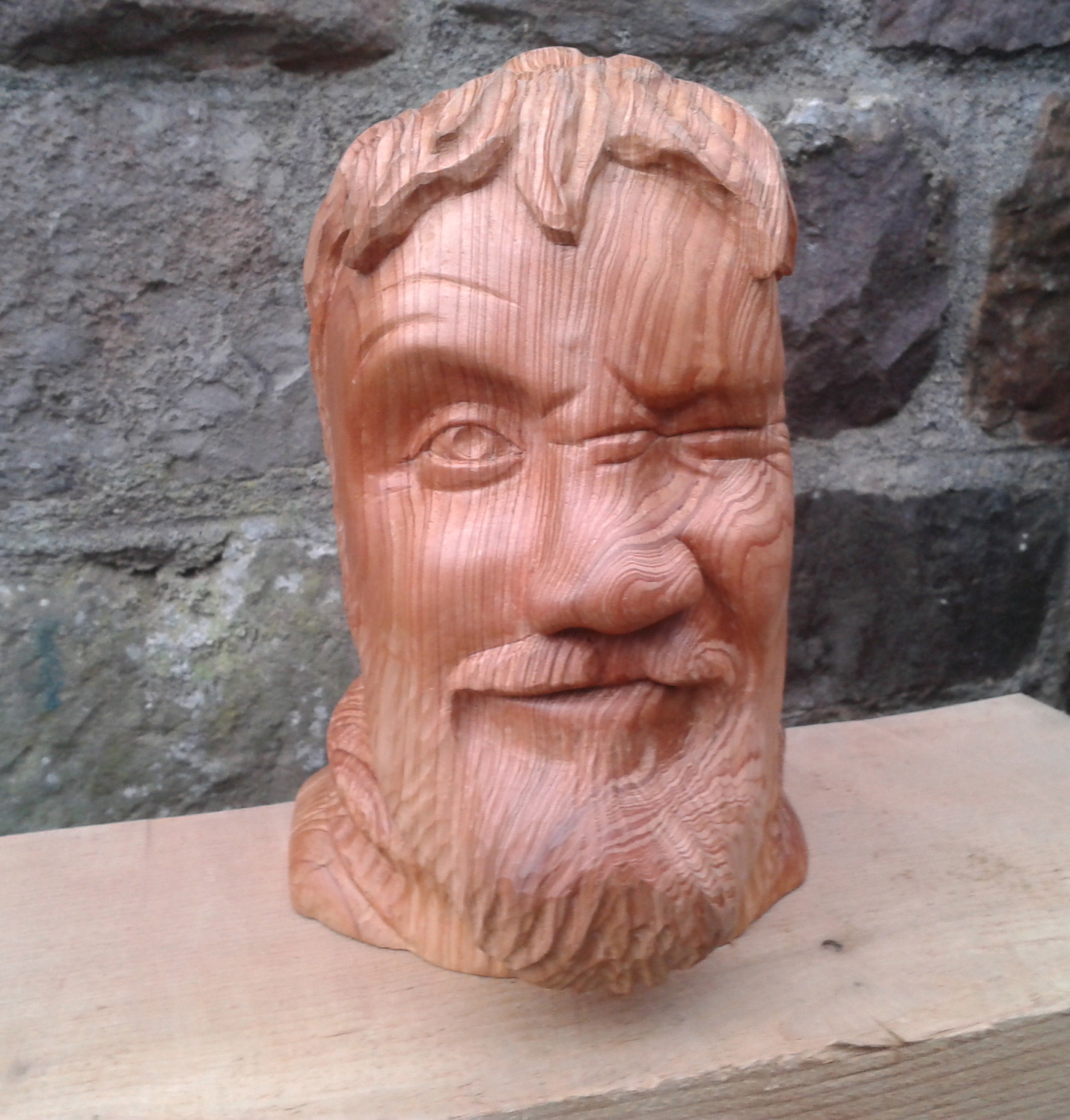 Carving a self portrait in wood for 'Cornucopia' at the Grant bradley ...