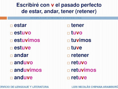Lengua y Literatura: Uso de la “v” en andar, estar y tener