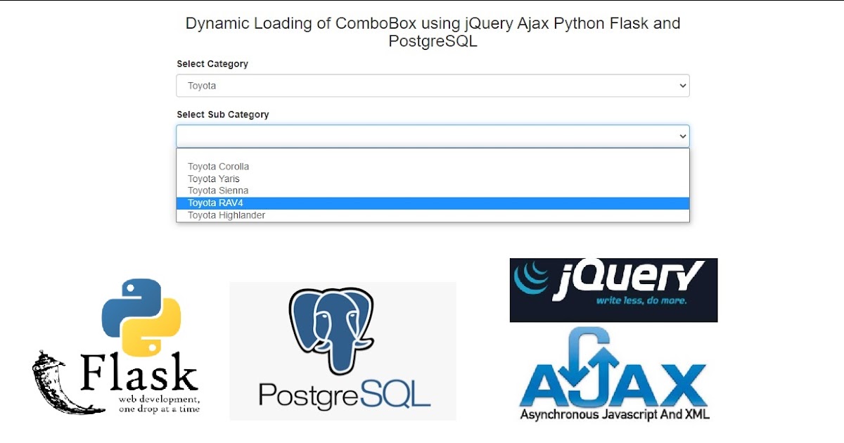 Dynamic Loading Of Combobox Using Jquery Ajax Python Flask And Postgresql Tutorial101