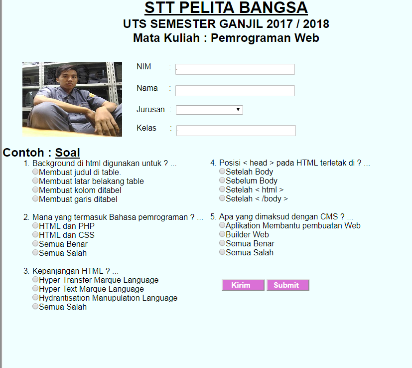 Latihan 5 - Pembuatan Soal di html