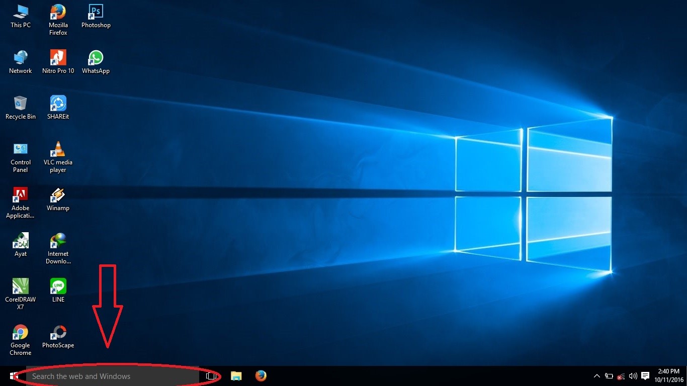 Mengatur search box pada taskbar windows 10