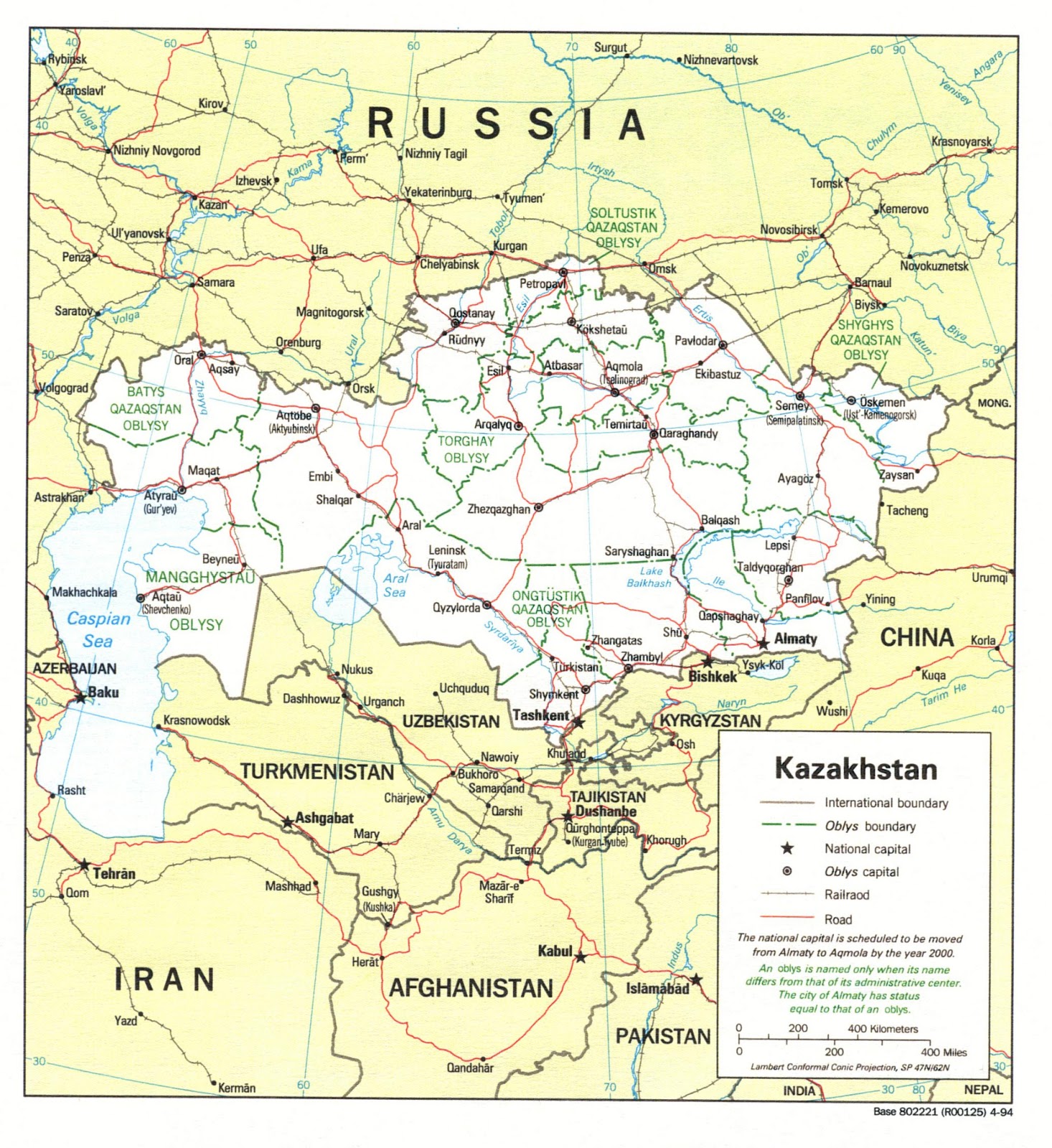 Cazaquistão | Mapas Geográficos do Cazaquistão