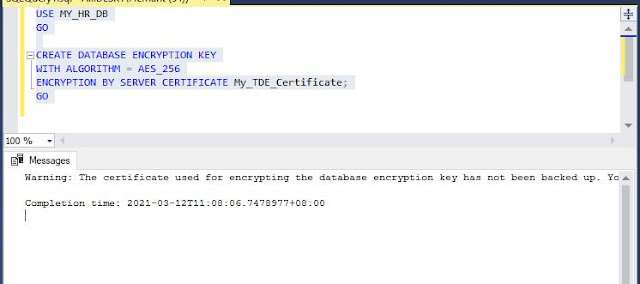 Hemant's SQL Server DBA Blog: Setting up Transparent Data Encryption