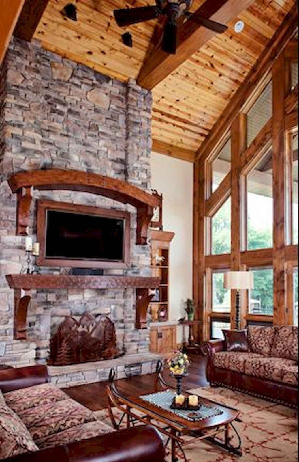 50 Exotic Traditional Fireplace Cabin To Create A Romantic Atmosphere ...