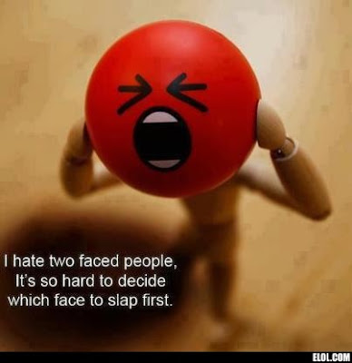 I hate two faced people, it's so hard to decide which face to slap ...