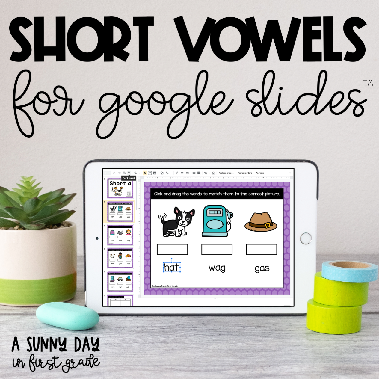 Short Vowels (CVC) for Google Slides™ | A Sunny Day in First Grade