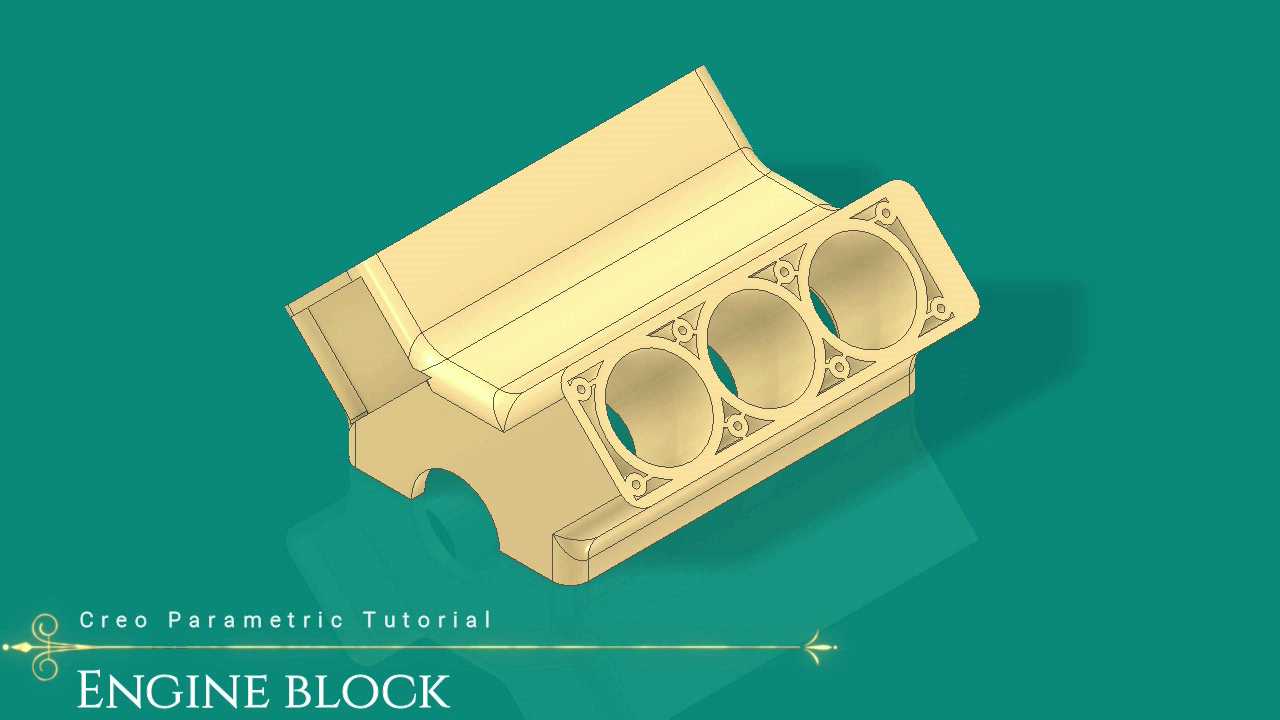 3D Solid Modelling Videos: Engine Block || Creo Parametric Tutorial