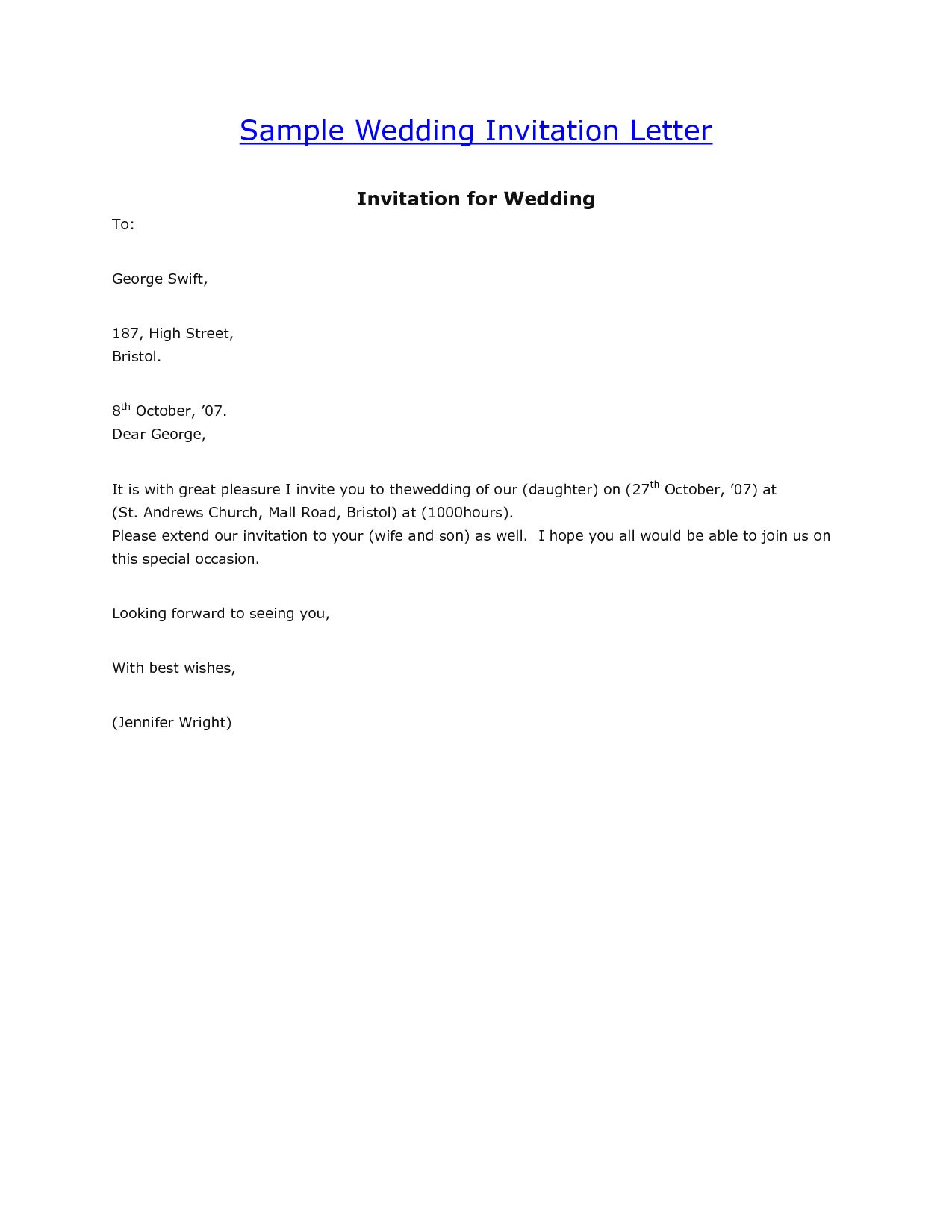 Wedding Notification Letter - Birthday Letter