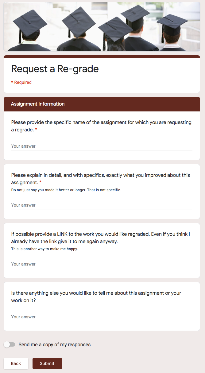 Request a Regrade: A Google Form You Can Have