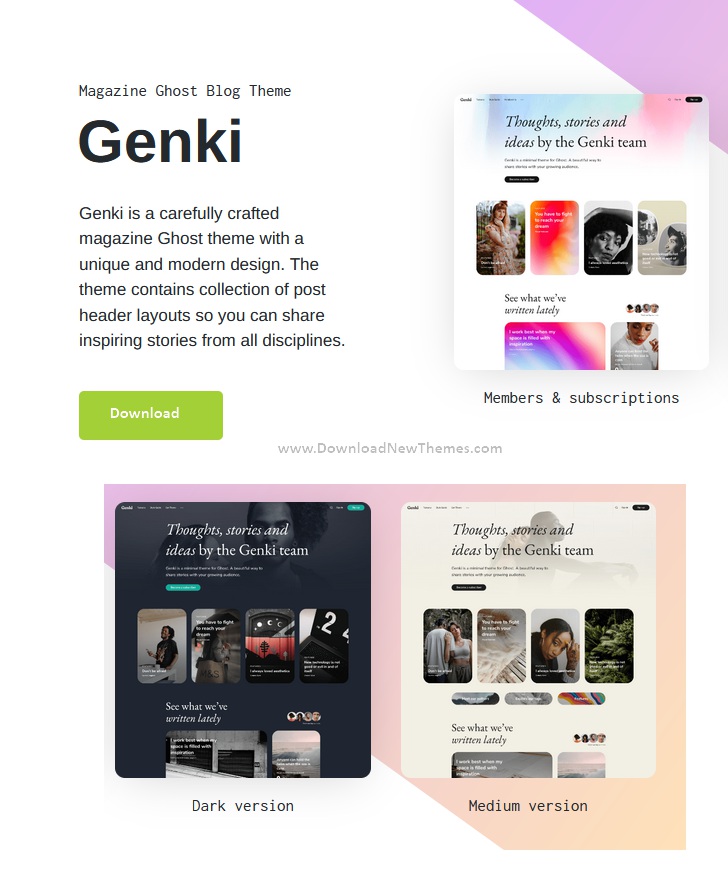 Genki - Magazine Ghost Blog Theme Review - Download New Themes