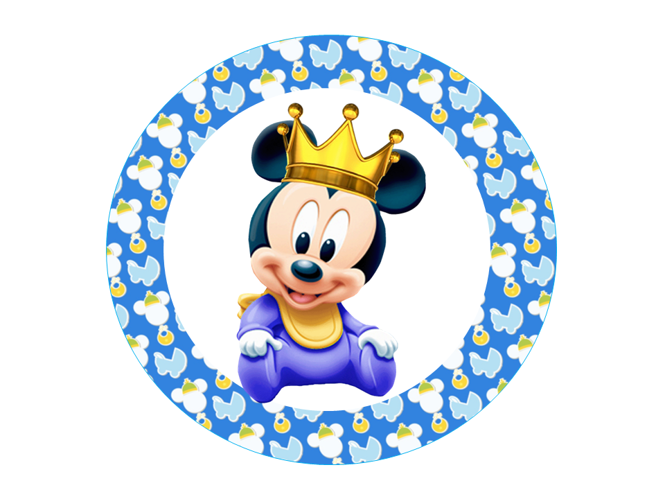 Kits imprimibles gratis : Banderines y topers Mickey Mouse bebe rey