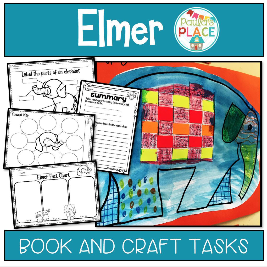 Paula's Place Teaching Resources: Elmer - writing and craft activties