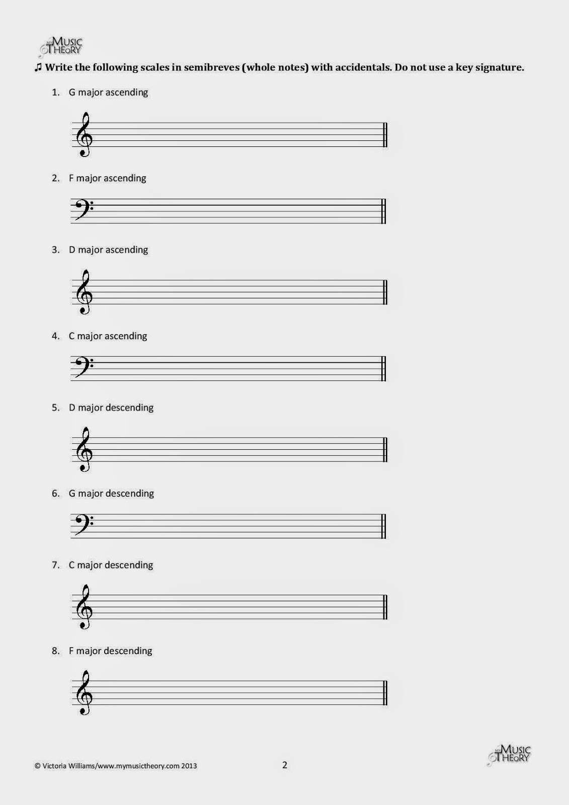 TEACHING and LEARNING RESOURCES : Grade 1 Exercises - Scales & Key ...