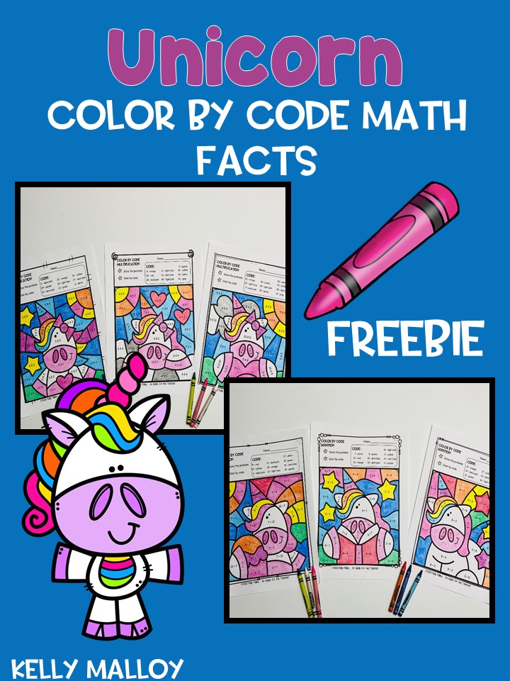 An Apple For The Teacher: Unicorn Color By Number