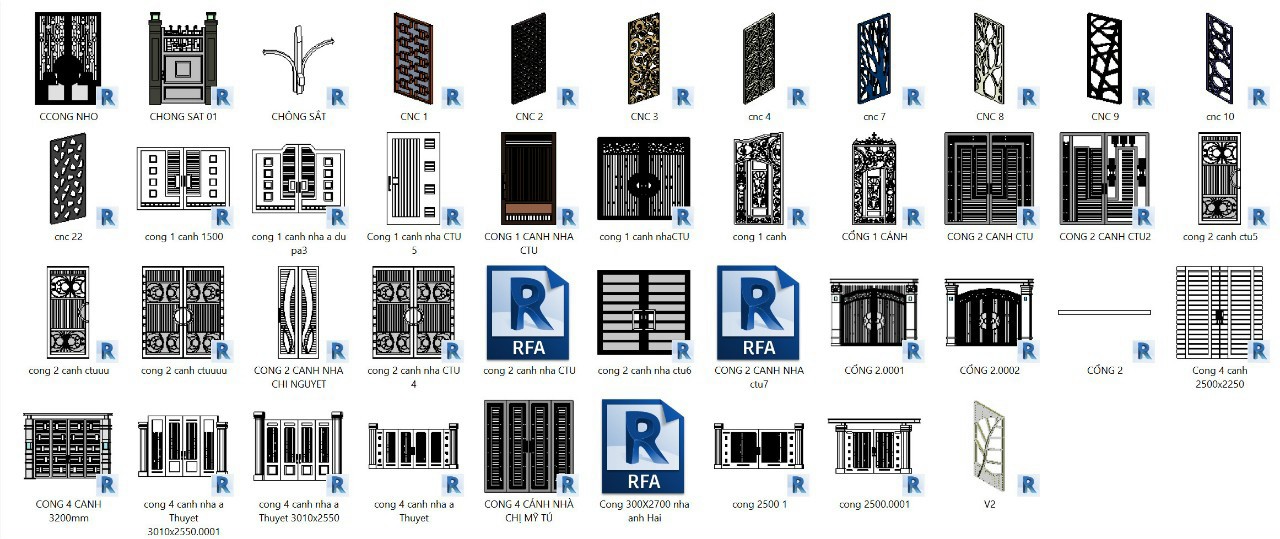 Thư viện vách ngăn cnc và cổng sắt revit đẹp 2021