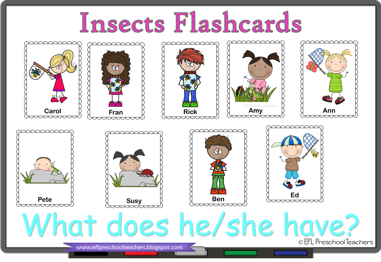ESL/EFL Preschool Teachers: Insects Unit Flashcards for Kindergarten ...