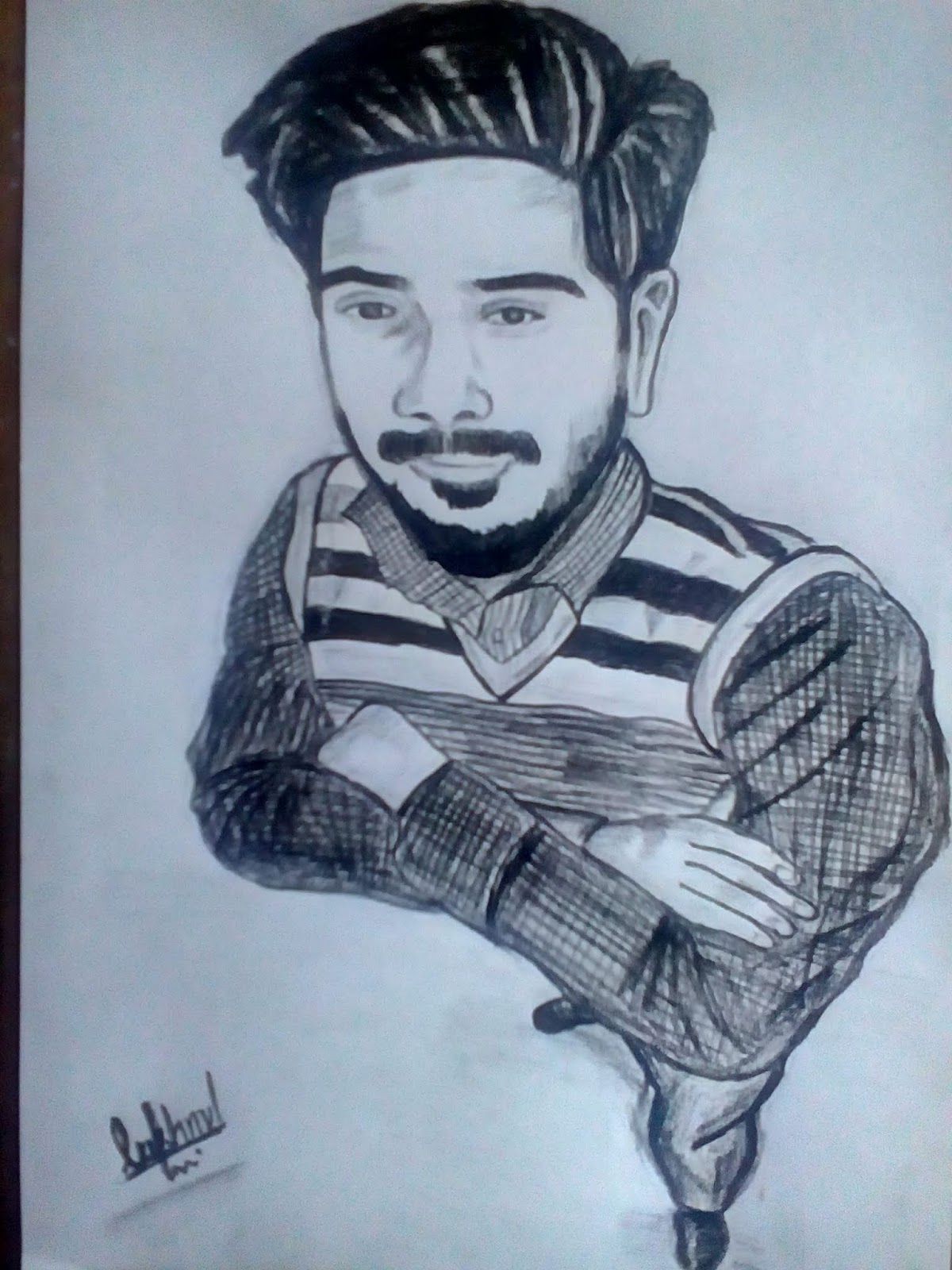 Pencil drawing of Dulquer salmaan, DQ topdown drawing.