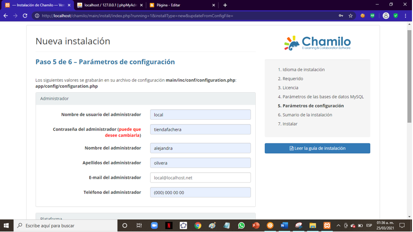 Instalacion de chamilo