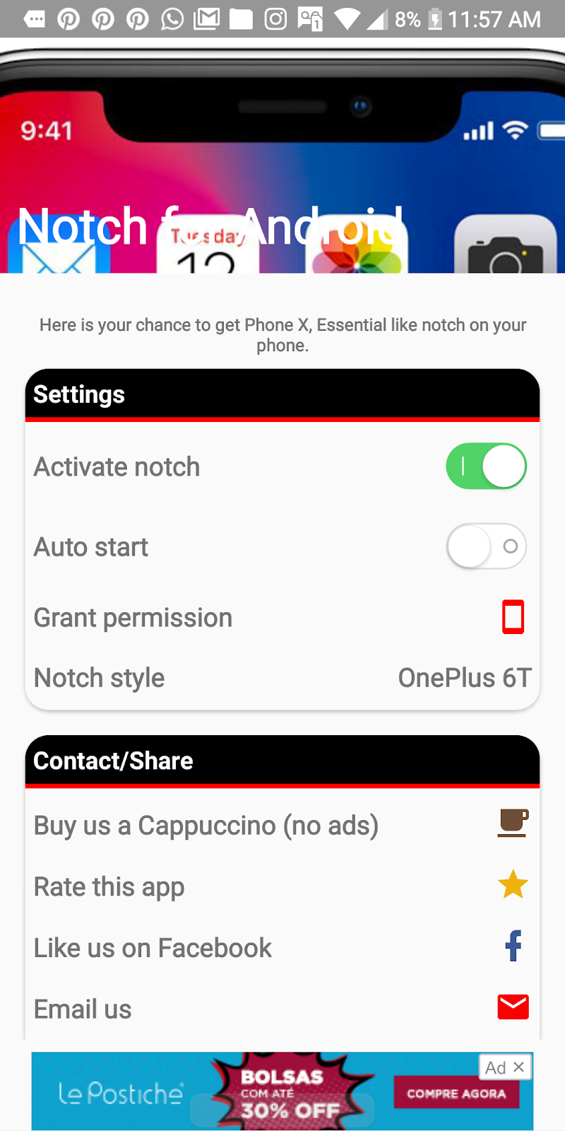 Como coloca Notch no seu celular android